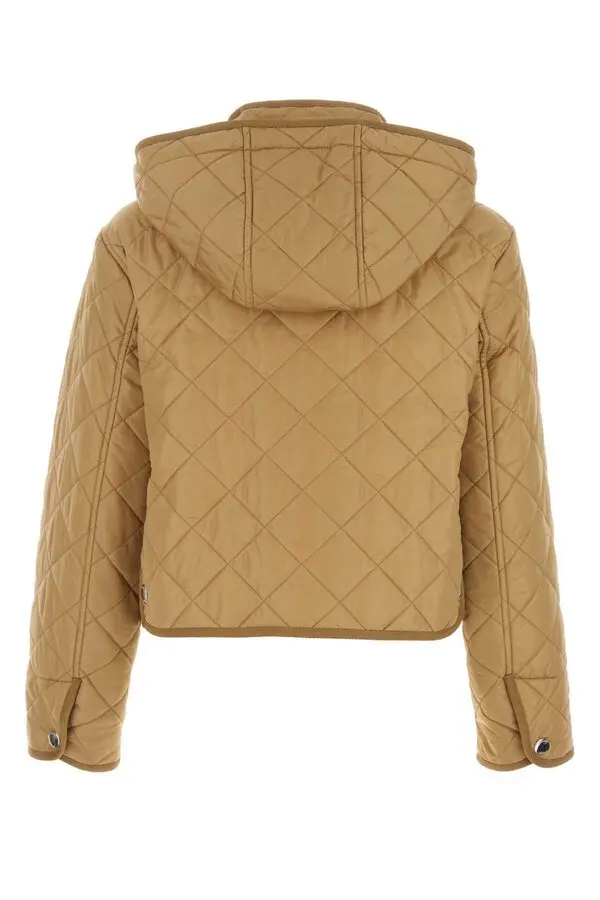Burberry Diamond-quilted Hooded Jacket With Ekd Embroidery