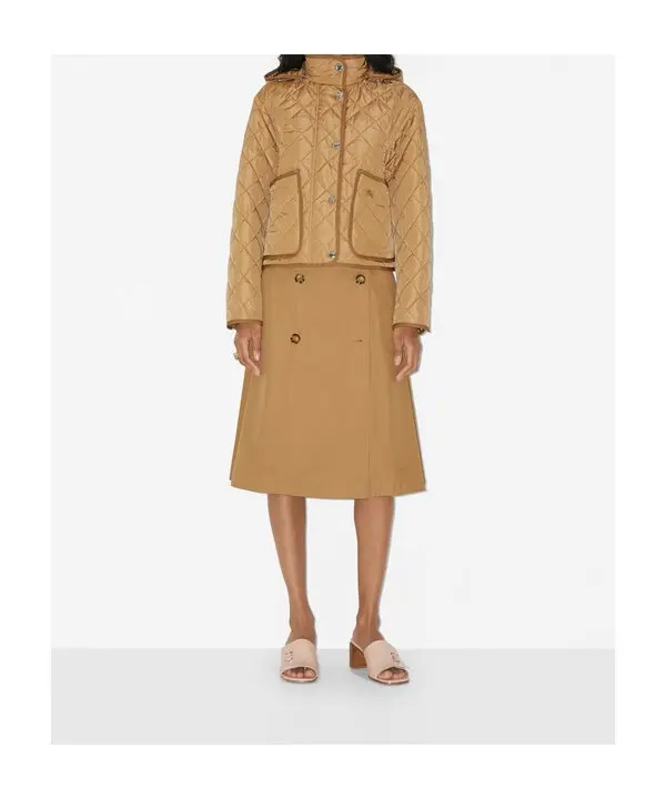 Burberry Diamond-quilted Hooded Jacket With Ekd Embroidery