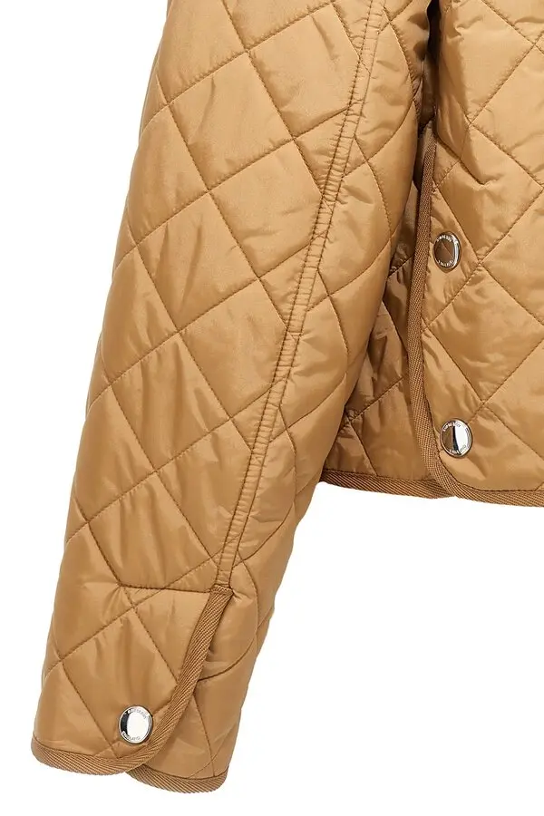 Burberry Diamond-quilted Hooded Jacket With Ekd Embroidery