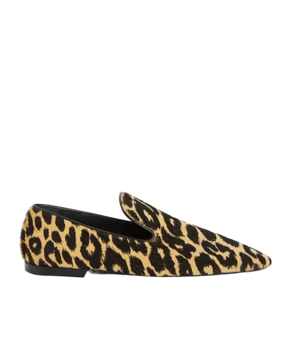 JIL SANDER Leopard Print Flat Loafers - Round Head