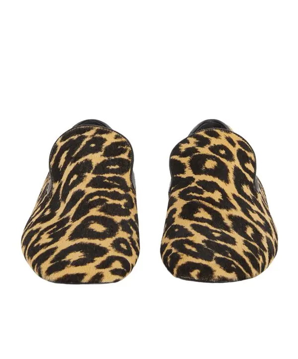 JIL SANDER Leopard Print Calf Leather Slip-on Flats - Round Head