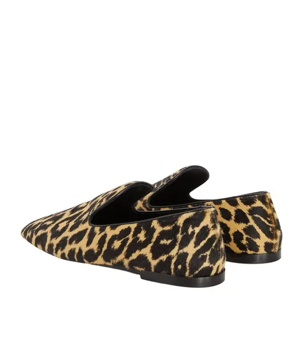 JIL SANDER Leopard Print Calf Leather Slip-on Flats - Round Head