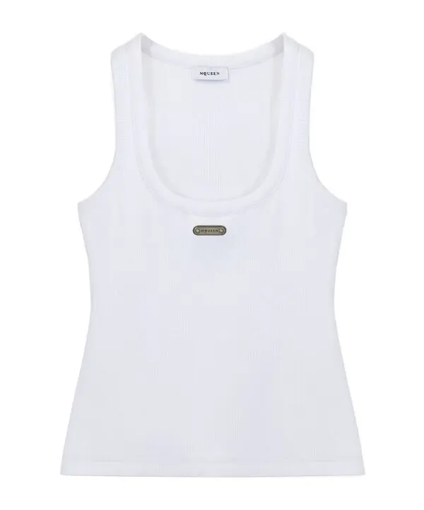 Alexander McQueen Ribbed Tank Top With Logo Plaque