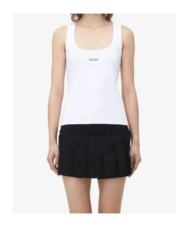 Alexander McQueen Ribbed Tank Top With Logo Plaque