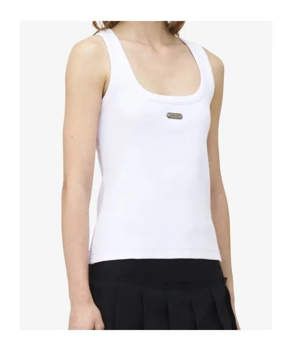 Alexander McQueen Ribbed Tank Top With Logo Plaque