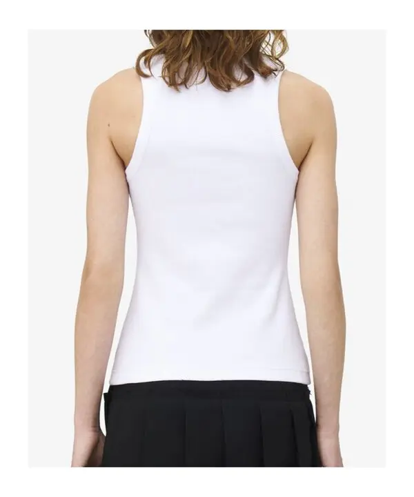 Alexander McQueen Ribbed Tank Top With Logo Plaque