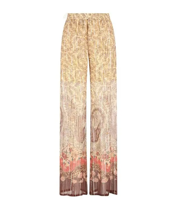 Valentino Garavani Paisley Printed Wide Leg Pants - Nude