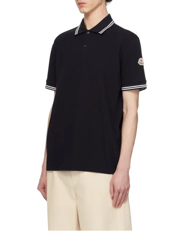 Moncler Logo Patch Short-sleeved Polo Shirt - Dark Blue