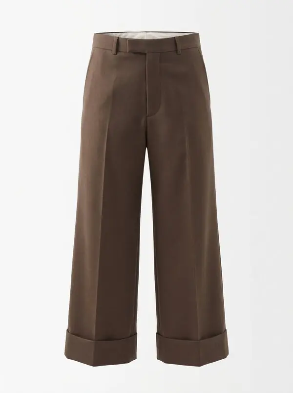 Gucci Wide Leg Gabardine Trousers