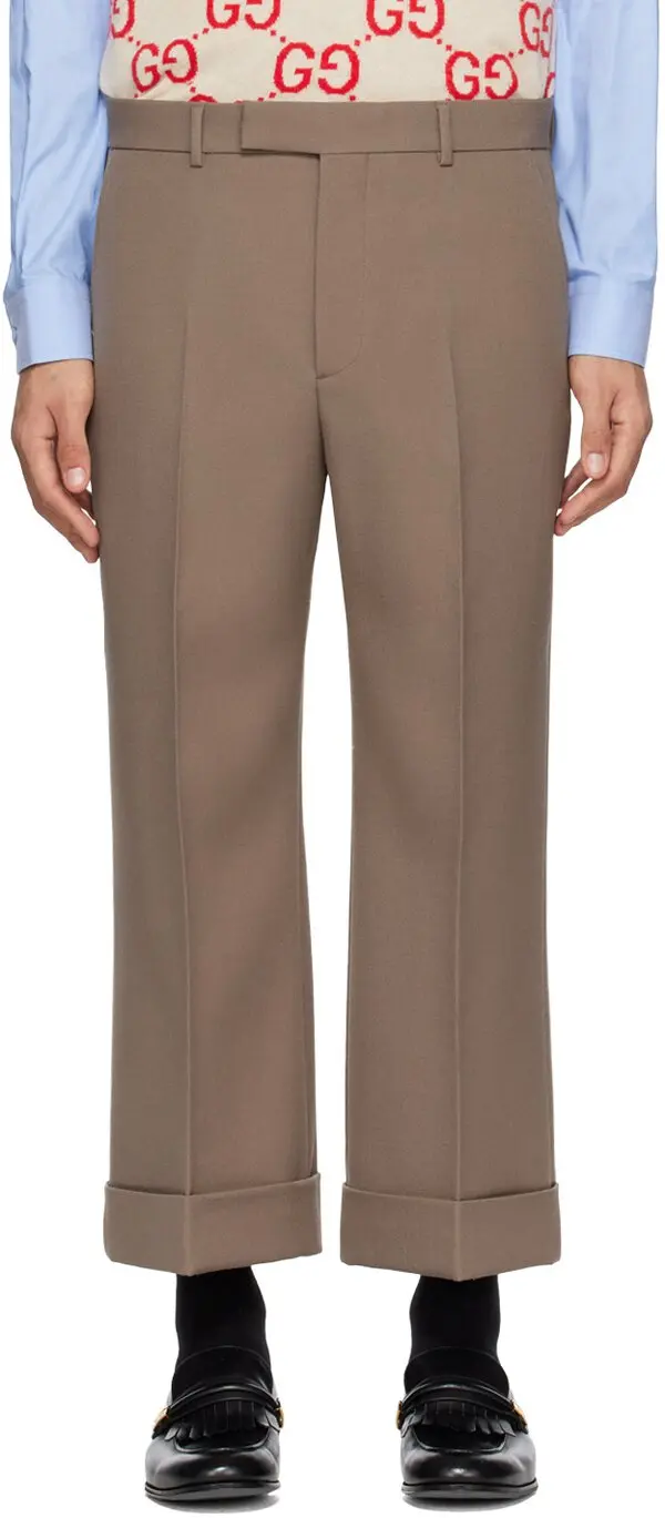 Gucci Wide Leg Gabardine Trousers