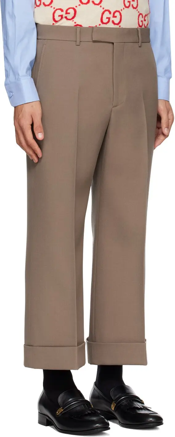 Gucci Wide Leg Gabardine Trousers