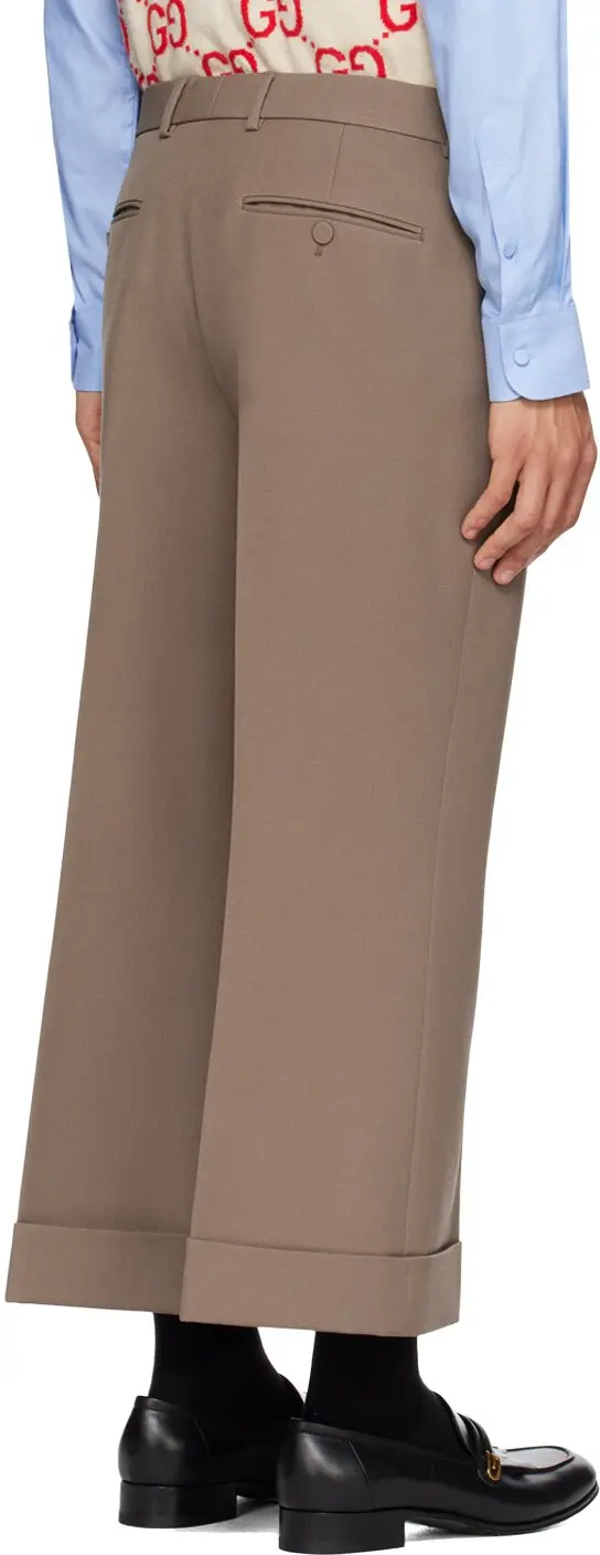 Gucci Wide Leg Gabardine Trousers