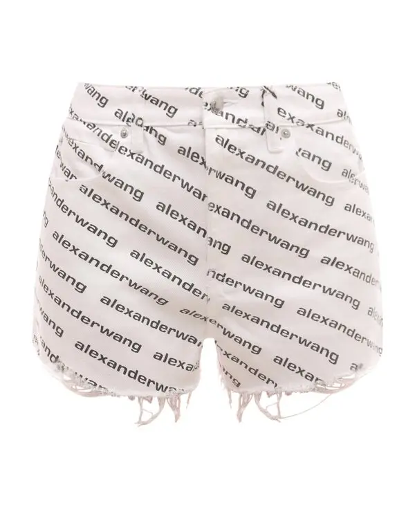 Alexander Wang Logo Print Denim Shorts