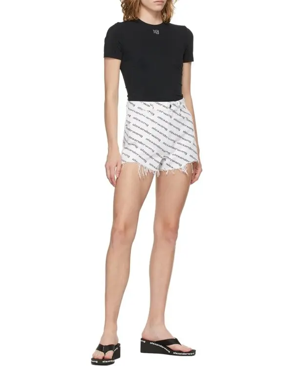 Alexander Wang Logo Print Denim Shorts