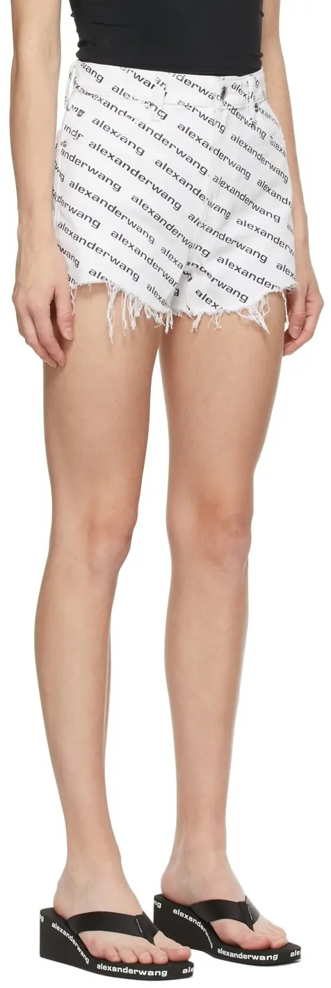 Alexander Wang Logo Print Denim Shorts
