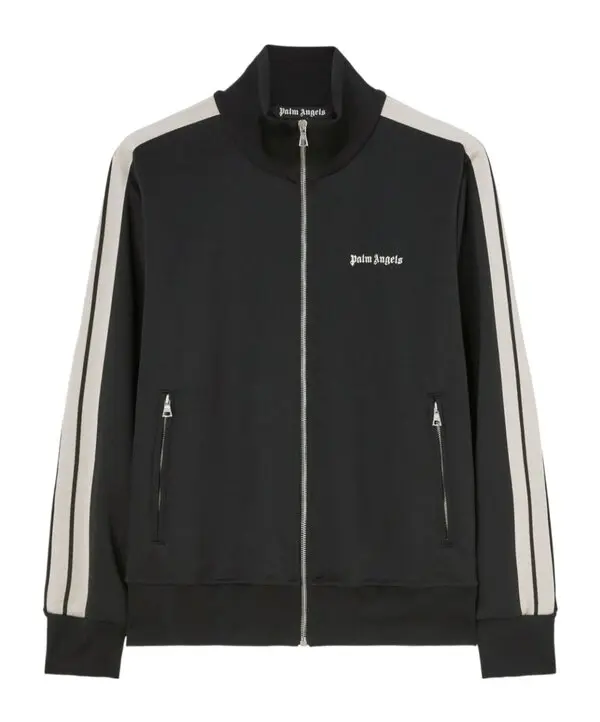 Palm Angels Logo Embroidered Track Jacket - Black