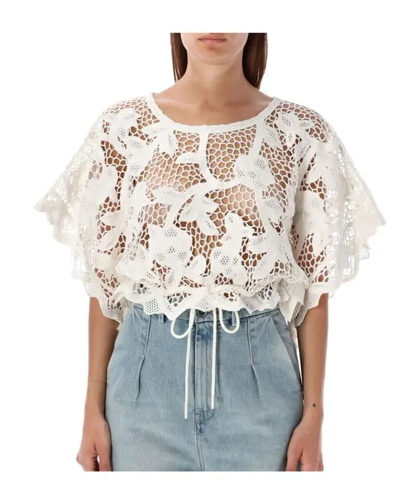 Zimmermann Golden Crochet Lace Top