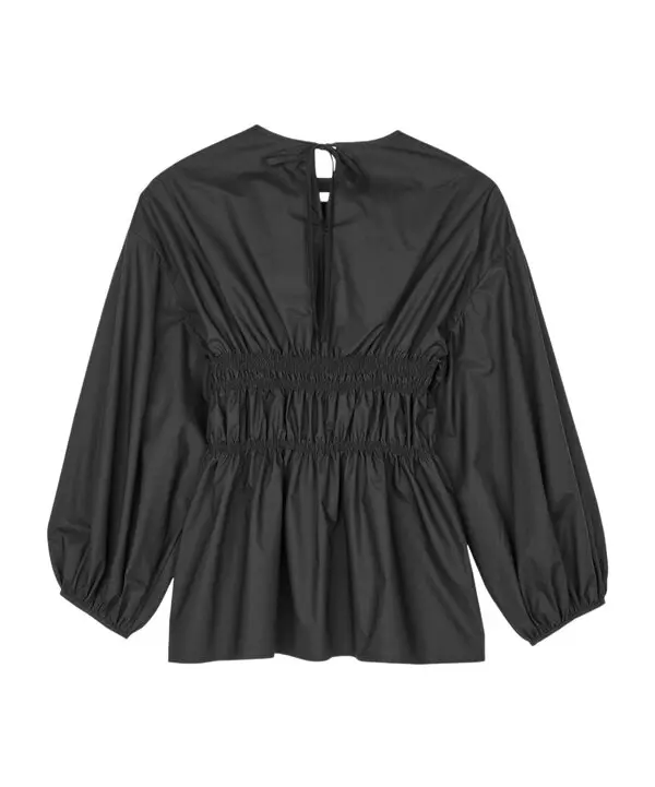 Cecilie Bahnsen Round Neck Long Sleeve T-shirt With Pleated Details