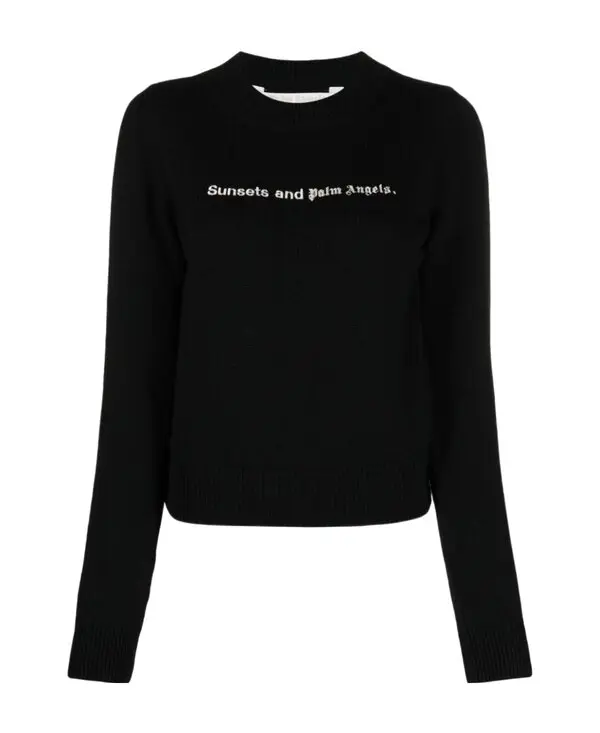 Palm Angels Logo Embroidered Crewneck Jumper