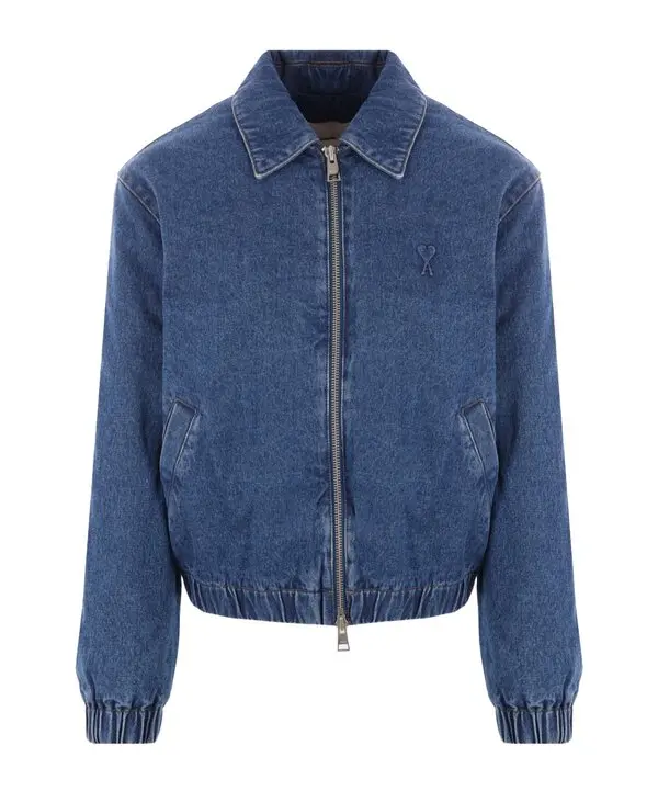 Ami De Coeur Zipped Denim Jacket - Blue