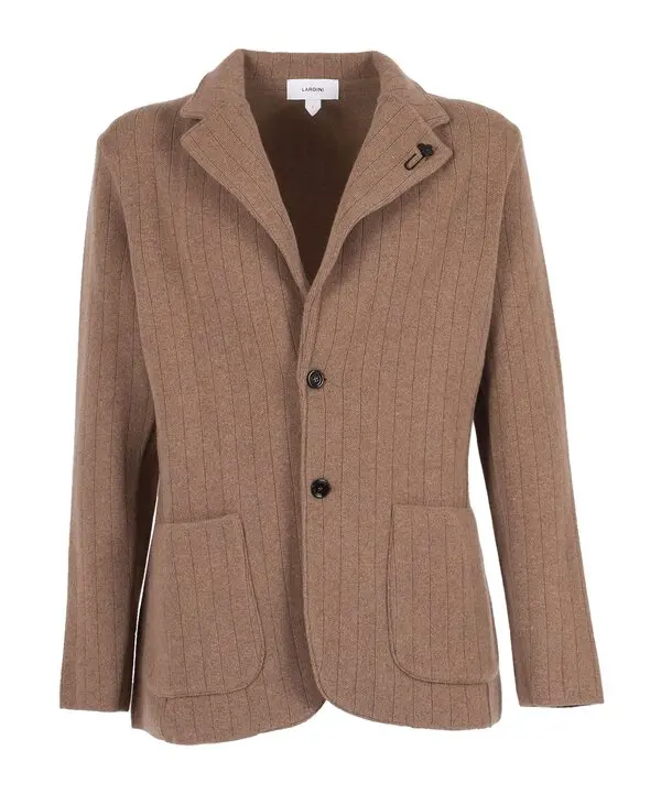 LARDINI Ribbed Single Breasted Buttoned Blazer