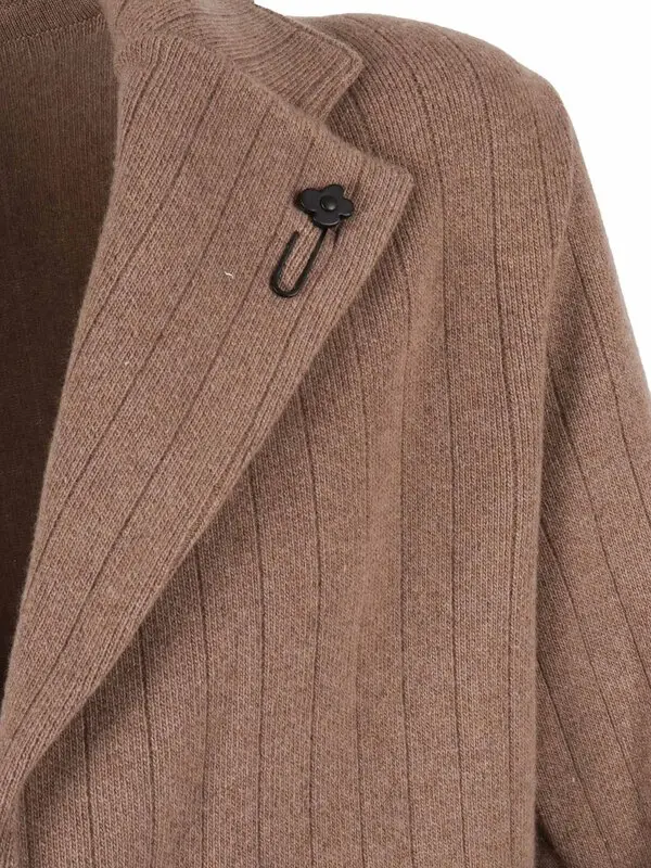 LARDINI Ribbed Single Breasted Buttoned Blazer