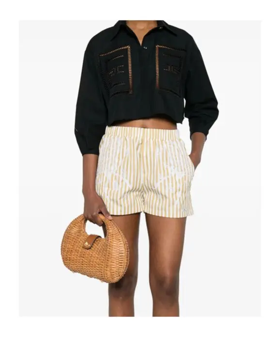 Elisabetta Franchi Cropped Shirt With Three-quarter Length Sleeves