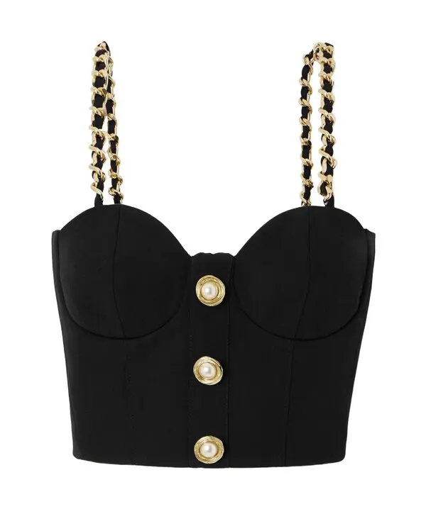 Balmain Embellished Sweetheart Neckline Bustier Top