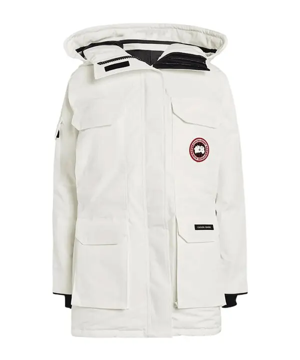 Canada Goose Expedition Long Sleeve Down Jacket With Adjustable Hood - White