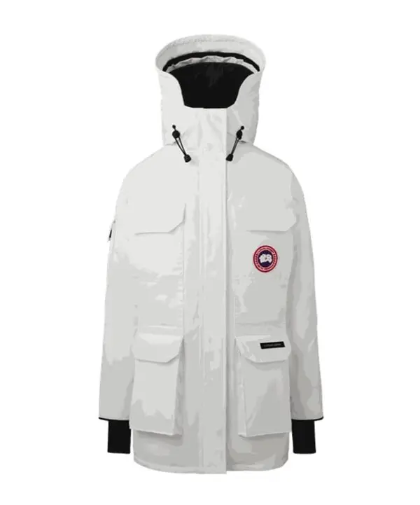 Canada Goose Expedition Long Sleeve Down Jacket With Adjustable Hood - White