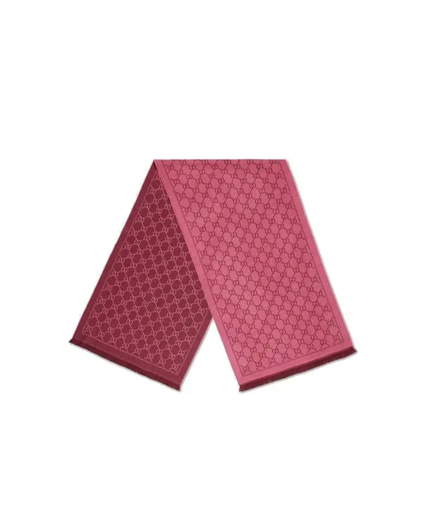 Gucci Gg Jacquard Pattern Knitted Scarf - Pink
