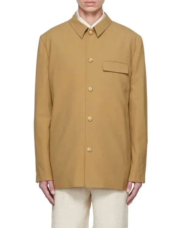 Nanushka Button-up Straight Hem Tailored Overshirt - Brown