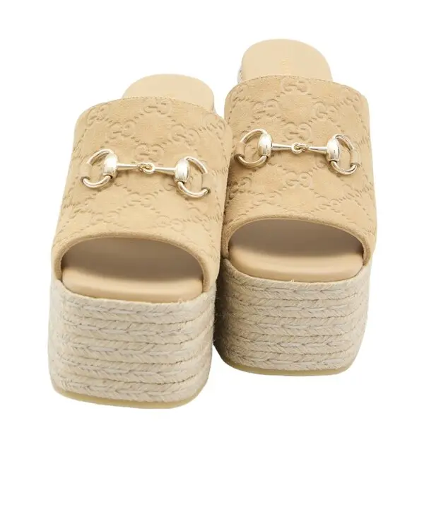 Gucci Horsebit Platform Espadrille Wedges