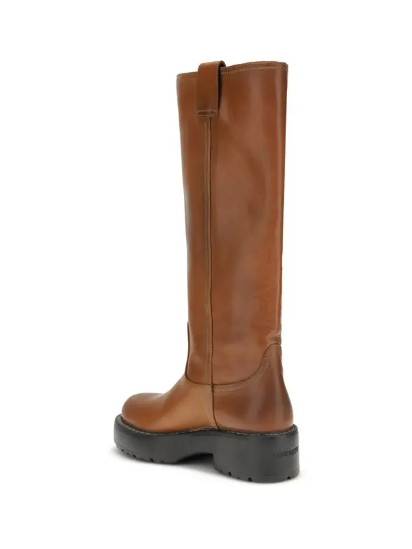 Miu Miu 55mm Platform Lug-sole Knee-high Boots - Brown