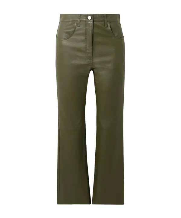 JOSEPH Duke Leather Casual Pants - Green