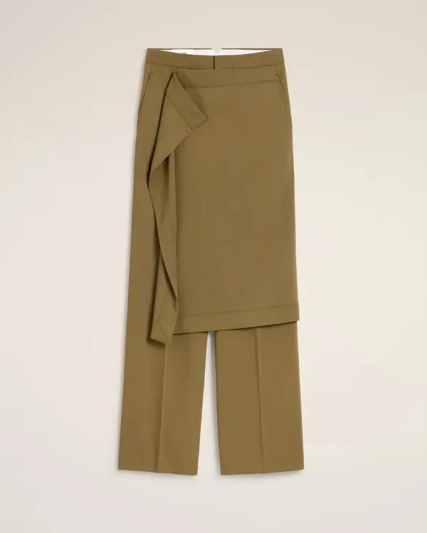 Ami Layered Draped Wool Trousers - Green