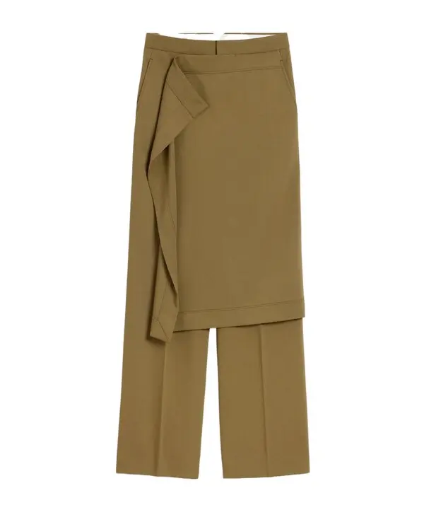 AMI Paris Front Panel Wide Leg Trousers - Green