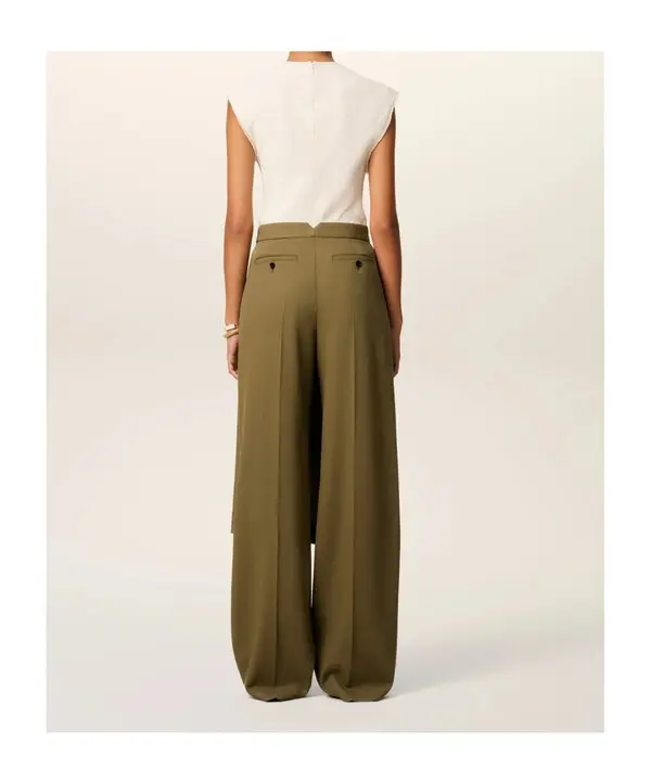 AMI Paris Front Panel Wide Leg Trousers - Green
