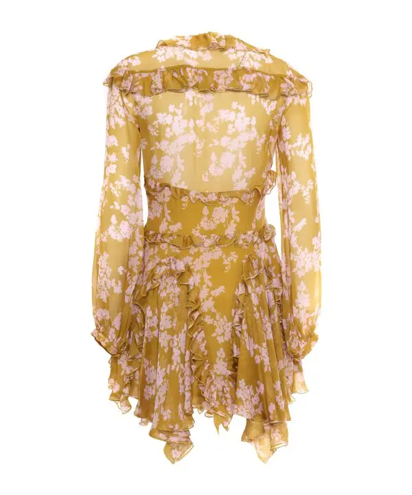Elisabetta Franchi Ruffled Floral Print Voile Dress - No