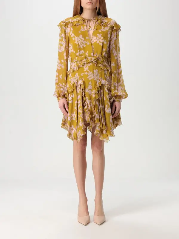 Elisabetta Franchi Ruffled Floral Print Voile Dress - No