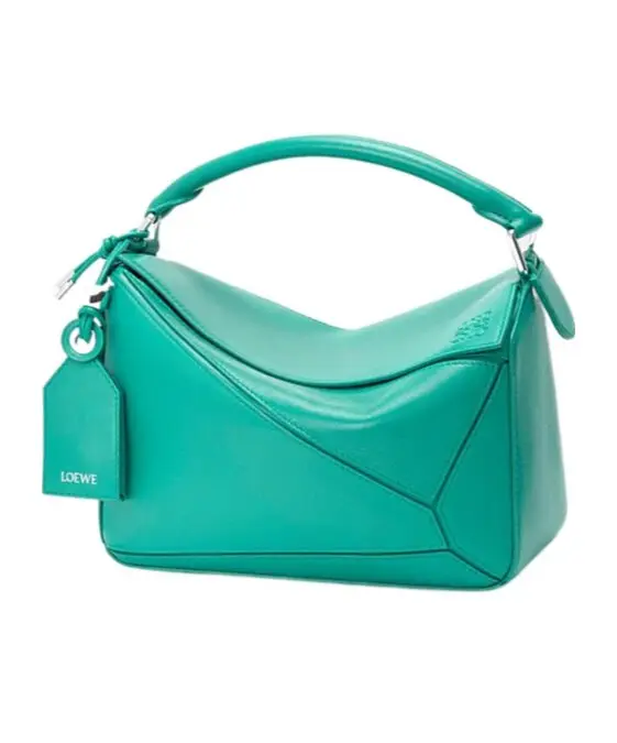 Loewe Small Featherlight Puzzle Bag In Nappa Lambskin - Green