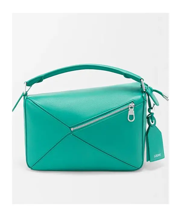 Loewe Small Featherlight Puzzle Bag In Nappa Lambskin - Green