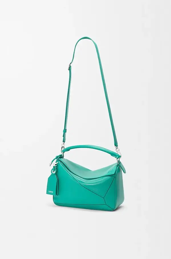 Loewe Small Featherlight Puzzle Bag In Nappa Lambskin - Green