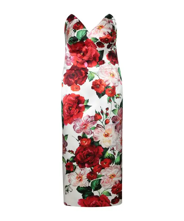 Dolce & Gabbana Sleeveless Floral Print Midi Dress - Multicolor