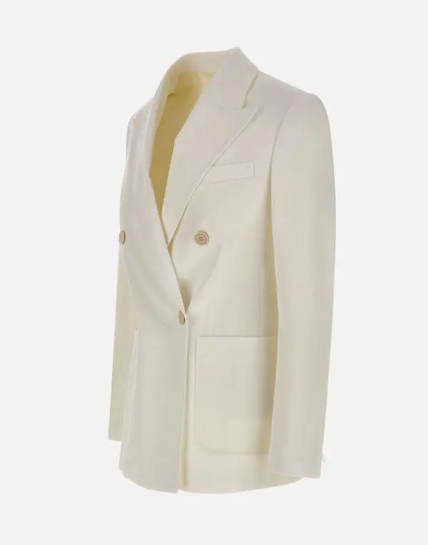 Eleventy Double-breasted Peak-lapel Blazer - White