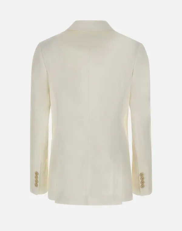Eleventy Double-breasted Peak-lapel Blazer - White