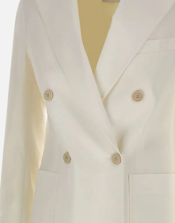 Eleventy Double-breasted Peak-lapel Blazer - White