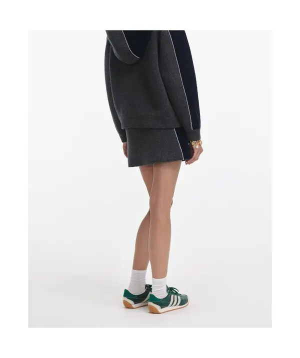 SELF-PORTRAIT Ribbed Knit Mini Skirt With Contrast Panelling