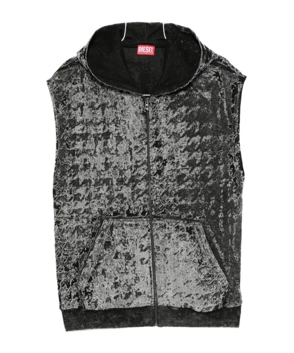 DIESEL® Sleeveless Zip-up Hooded Vest - Black