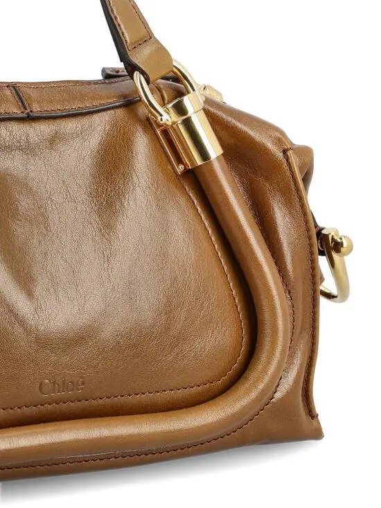 Chloé Logo Detailed Top Handle Bag - Bronzer Brown